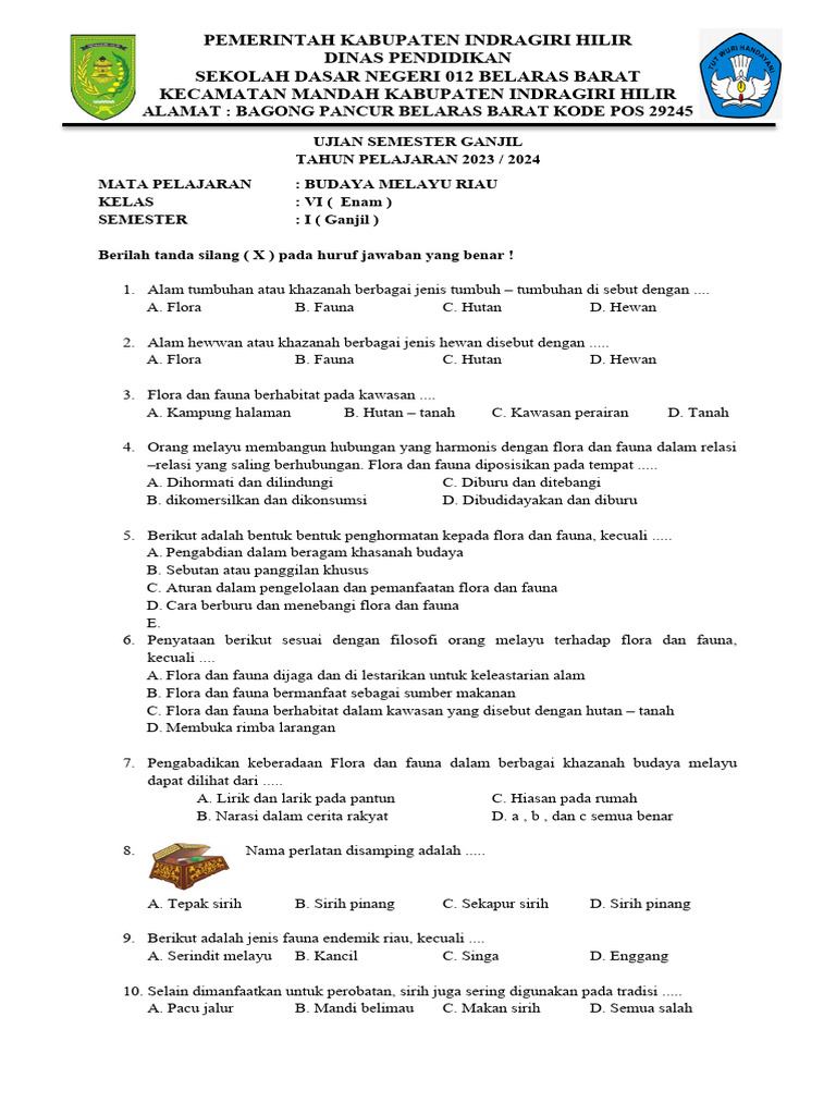Soal BMR Kelas 6 | PDF
