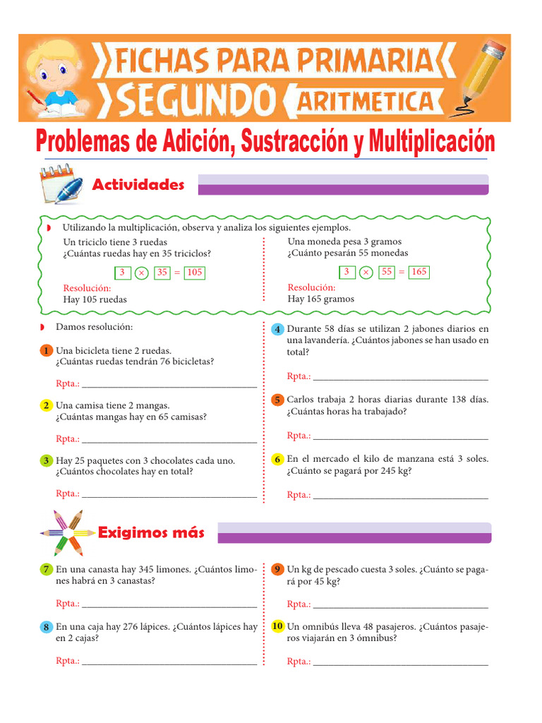 Problemas de Adición Sustracción y Multiplicación - 231124 - 160932 | PDF