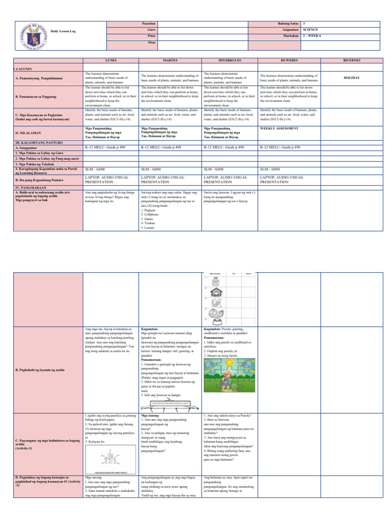 Science 3 Q2-W6 | PDF | Organisms | Biology