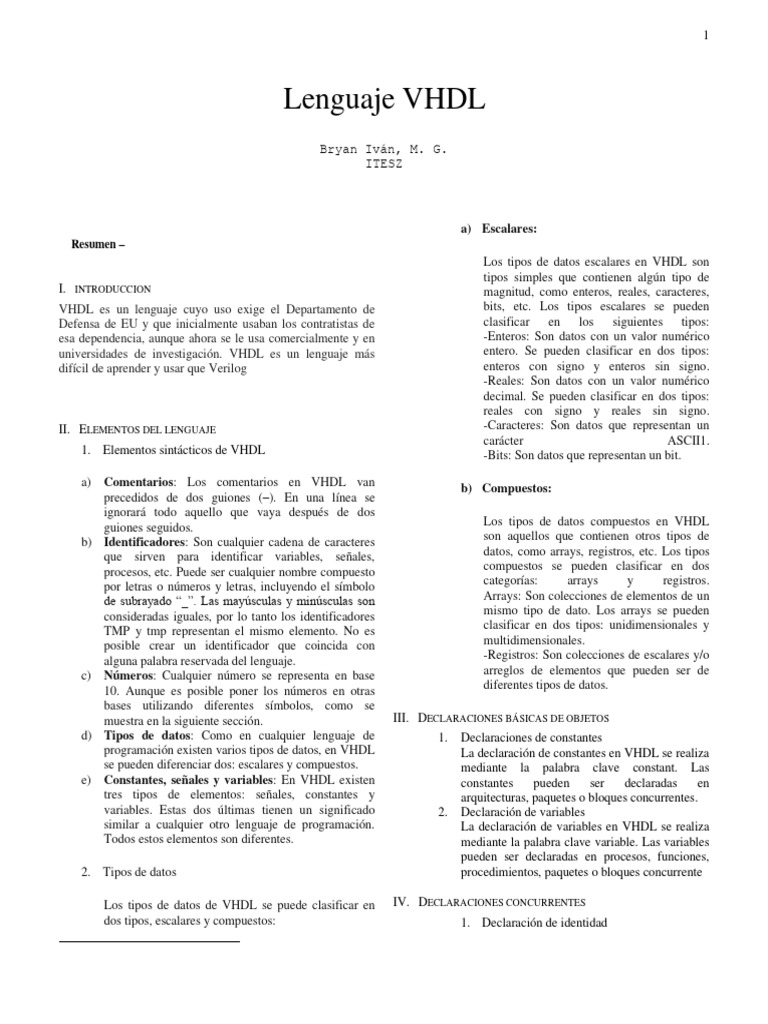 Lenguaje VHDL Prueba | PDF | Vhdl | Arreglos de compuertas lógicas programables en sitio