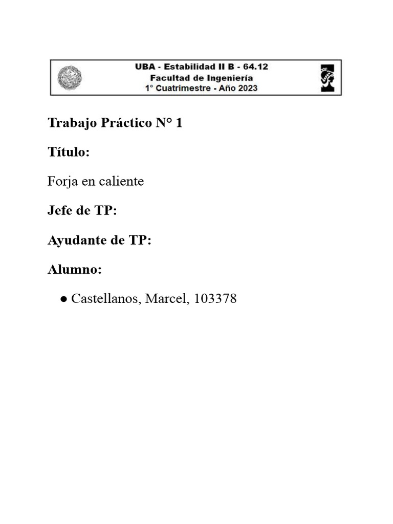 Tecno2 TP N°1 | PDF | Forjar | Acero