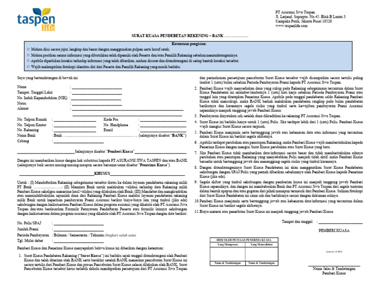 Format Baku SKPR Kerja Sama Bank | PDF