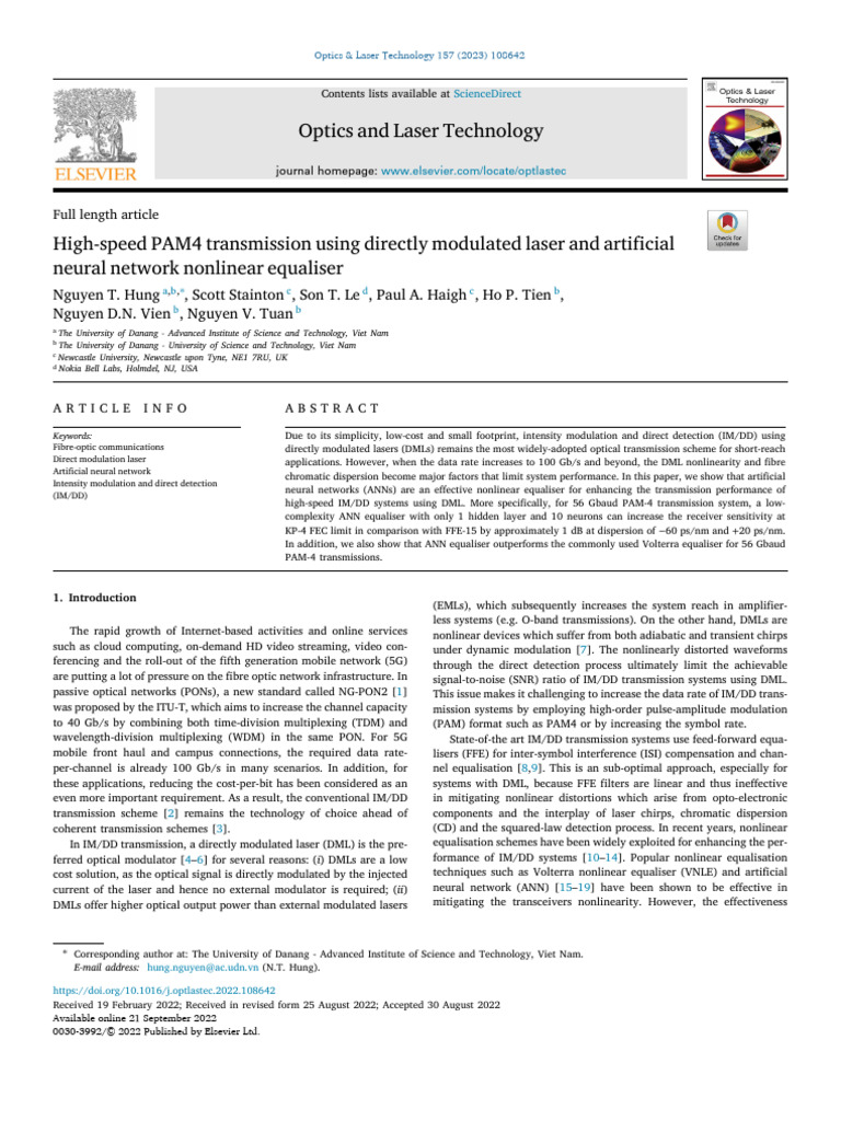 1 s2.0 S0030399222007885 Main | PDF | Fiber Optic Communication ...