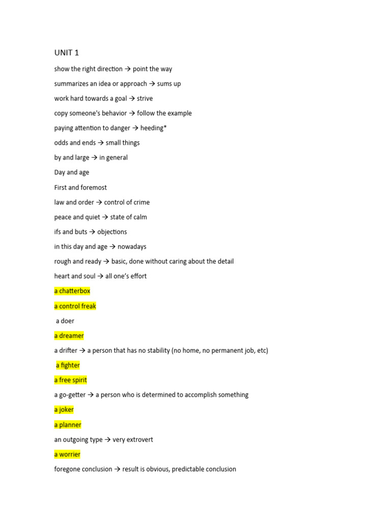 Vocab U 1 and 2, Life Advanced | PDF