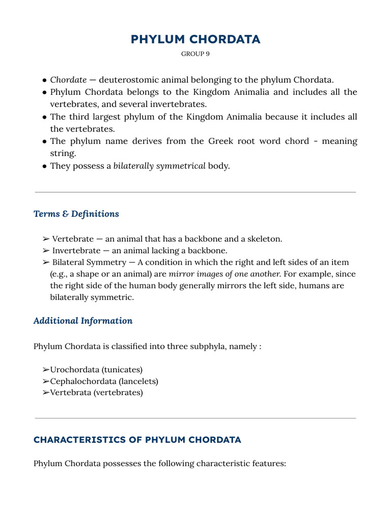 Phylum Chordata | PDF | Vertebrates | Reproduction