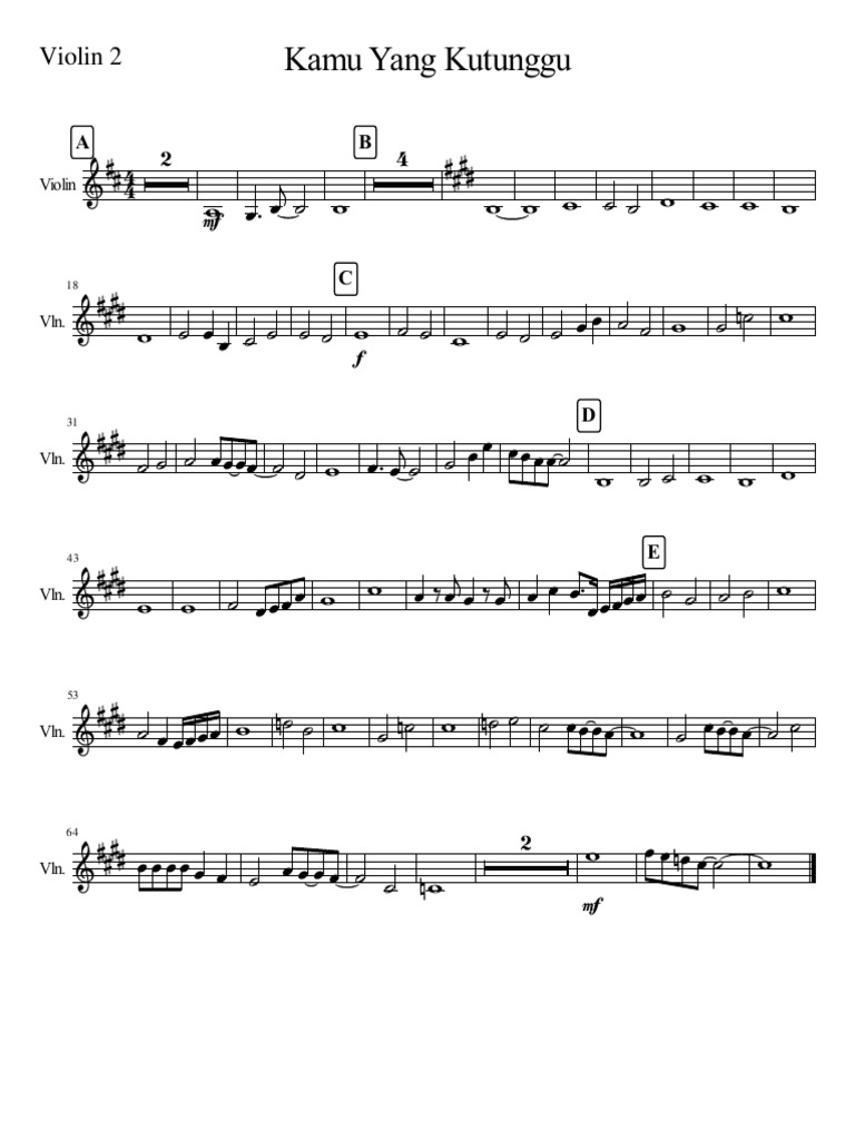 Kamu - Yang - Kutunggu Full Score-Violin - 2 | PDF