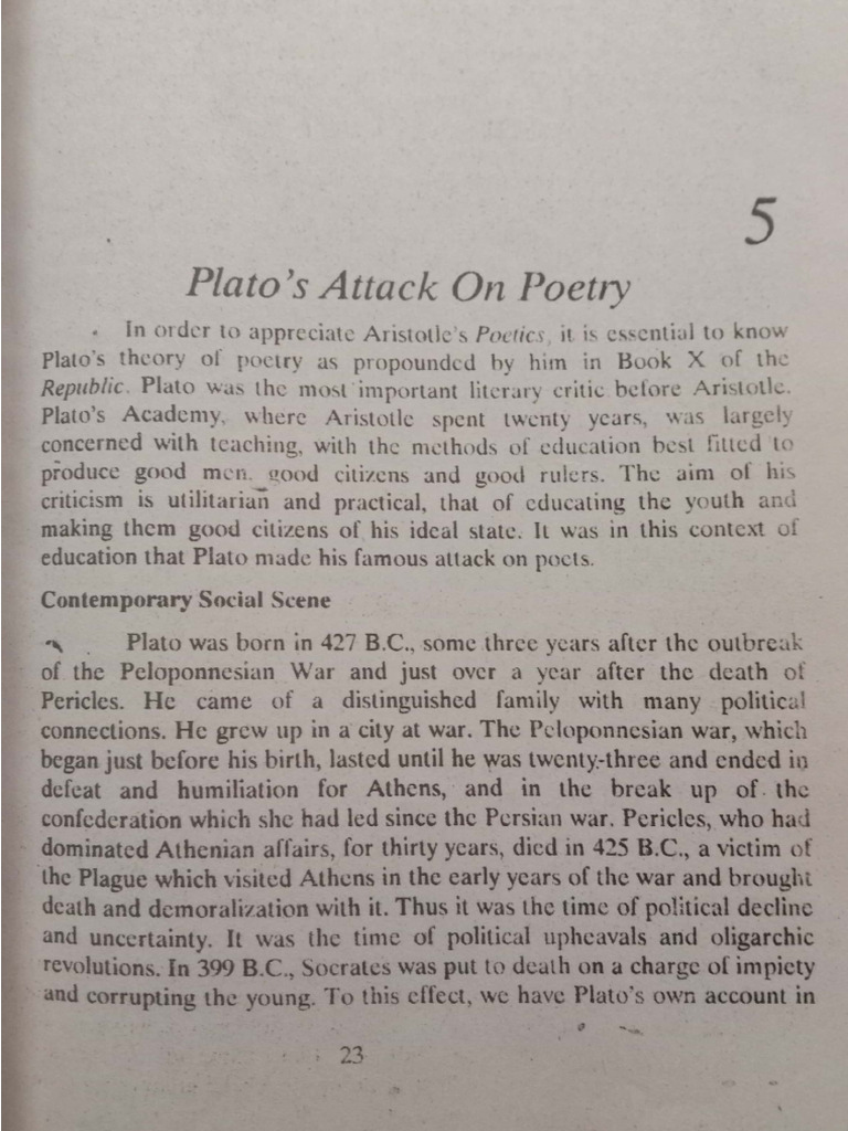 Plato Attack On Poetry | PDF