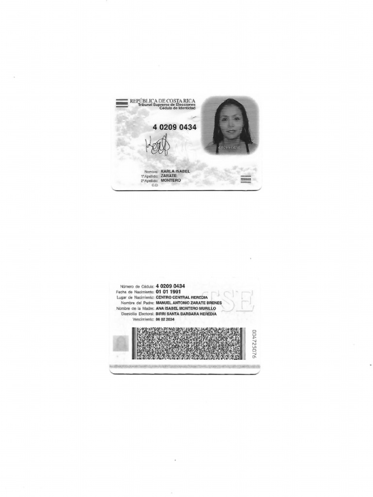 Zarate Montero Karla Isabel - Cedula | PDF