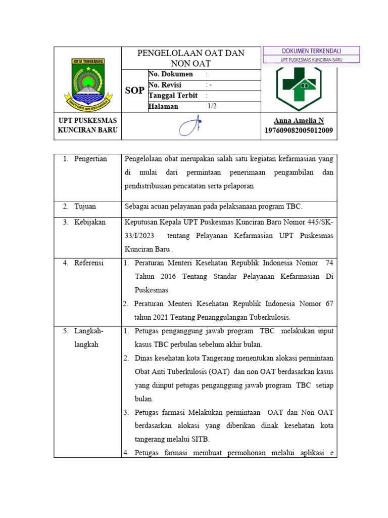 Sop Pengelolaan Oat Dan Non Oat | PDF
