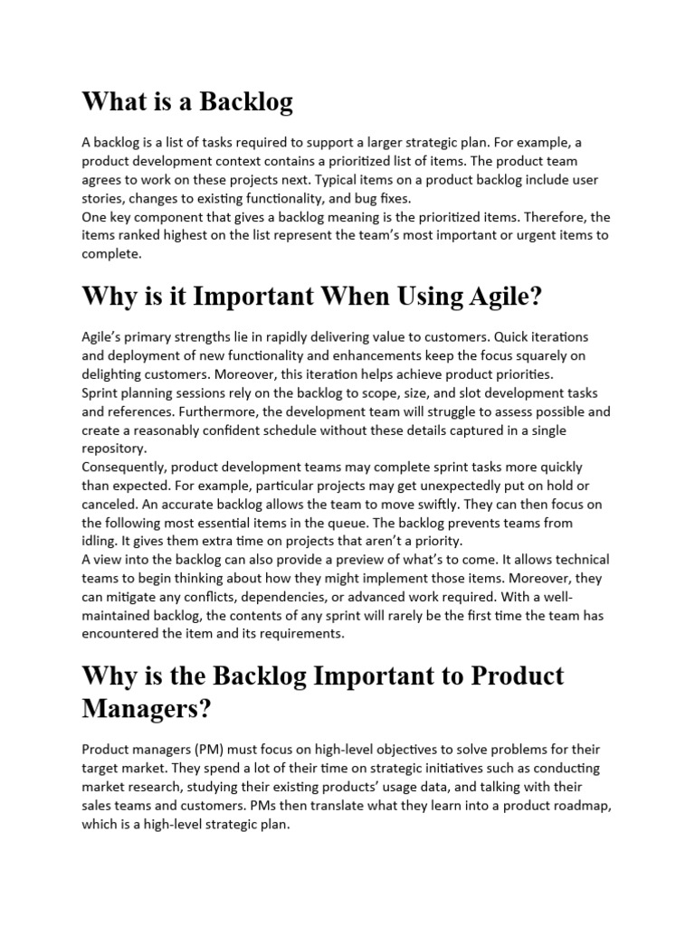 Backlog | PDF | Scrum (Software Development) | Agile Software Development