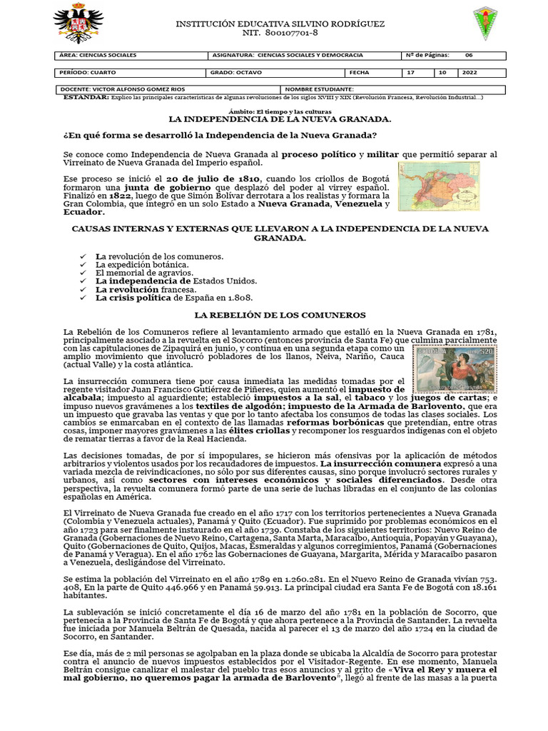 La Revolucion de Los Comuneros e Independencia | PDF | Colombia ... La Revolucion de Los Comuneros e Independencia | PDF | Colombia ...