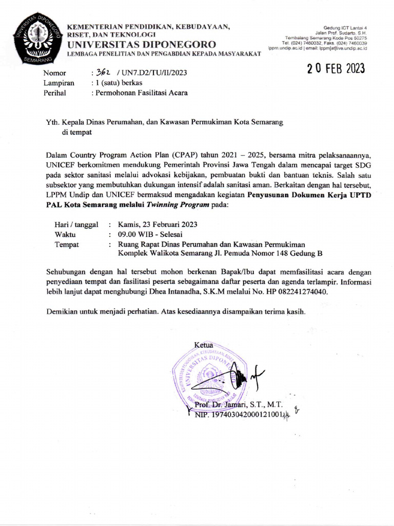 Surat Permohonan Fasilitasi Kegiatan | PDF | Ilmu Sosial