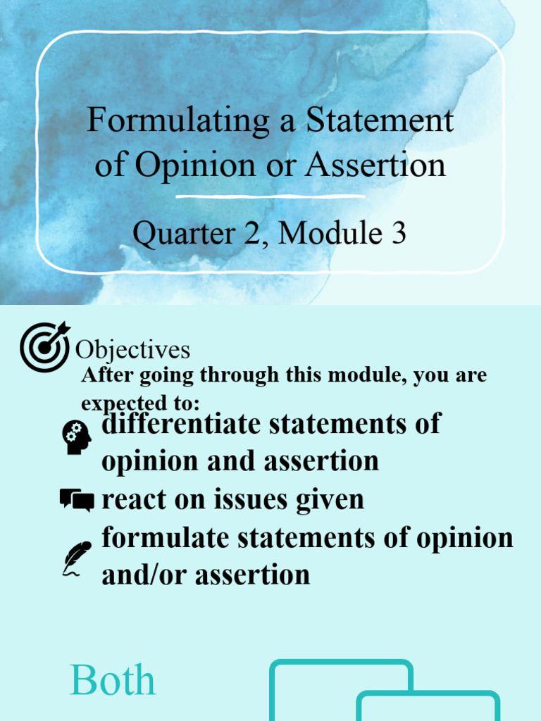 Opinion or Assertion - Grade 10 English | PDF | Cognition