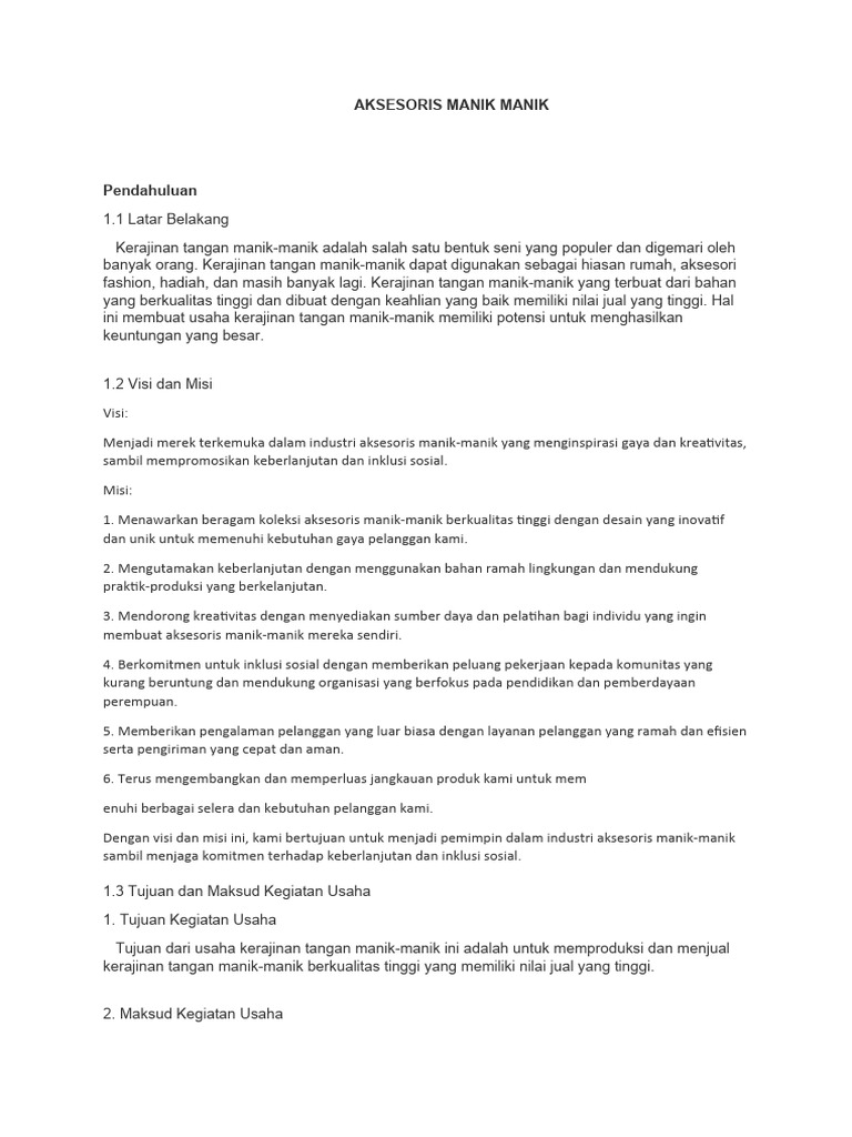 Proposal Aksesoris Manik Manik.1 | PDF