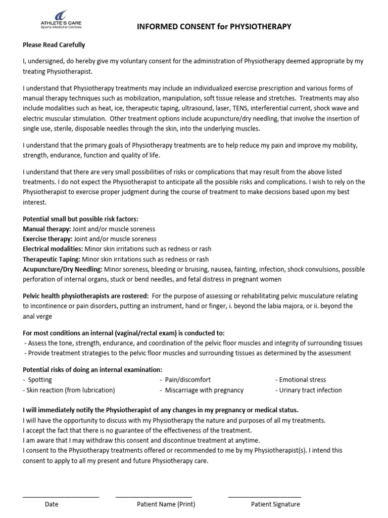 Informed Consent for Physiotherapy | PDF | Physical Therapy | Causes Of Death