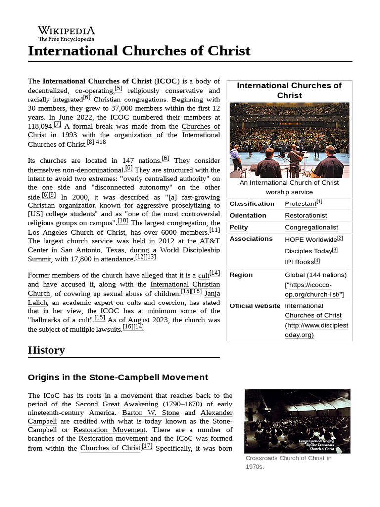 International Churches of Christ | PDF | Churches Of Christ | Protestantism