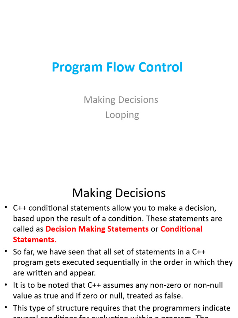 Program Flow Control Final | PDF | Boolean Data Type | Control Flow