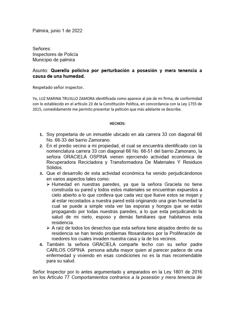 Modelo de Queja | PDF