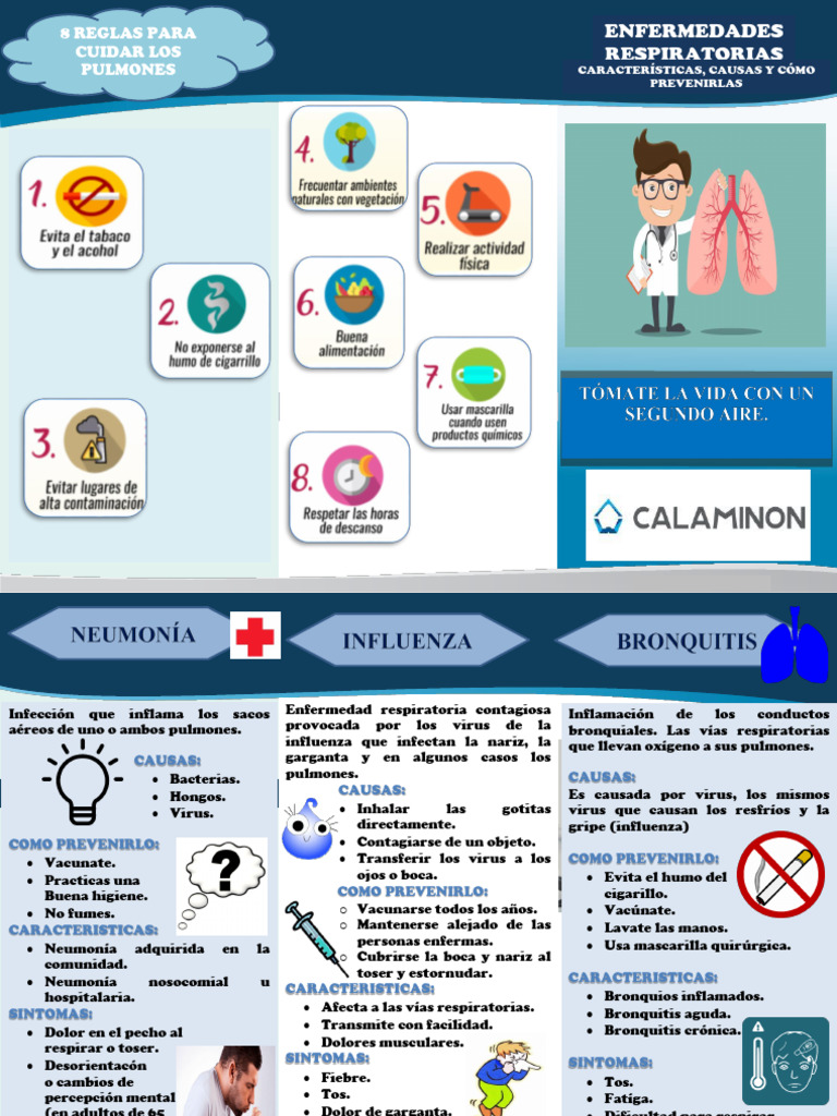 Triptico Enfermedades Respiratorias Mariaa | PDF | Influenza | Neumonía