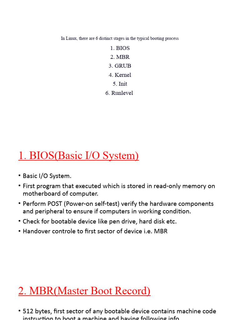 Linux Boot Process Explained | PDF | Booting | Bios