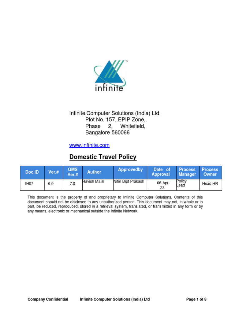 Domestic Travel Policy | PDF | Per Diem | Economies