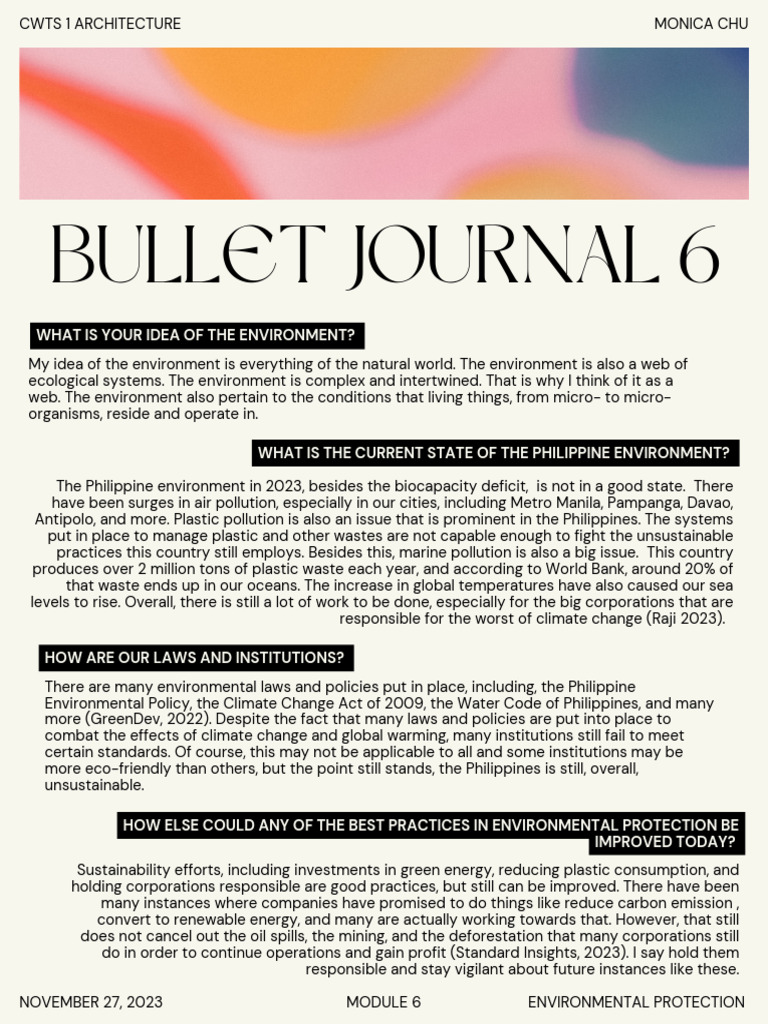 Monica Chu - Bullet Journal 6 | PDF | Sustainability | Natural Environment