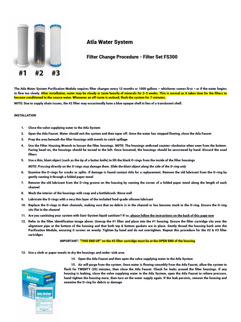 Filter Change Procedure | PDF | Tap (Valve) | Manufactured Goods
