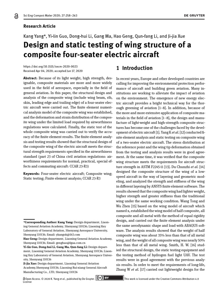 Design and Static Testing of Wing Structure of A C | Download Free PDF ...