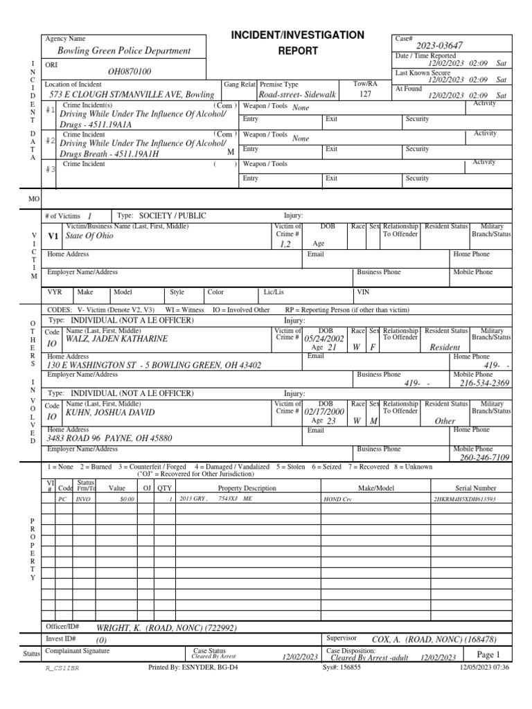 Olivia York OVI Investigation | PDF