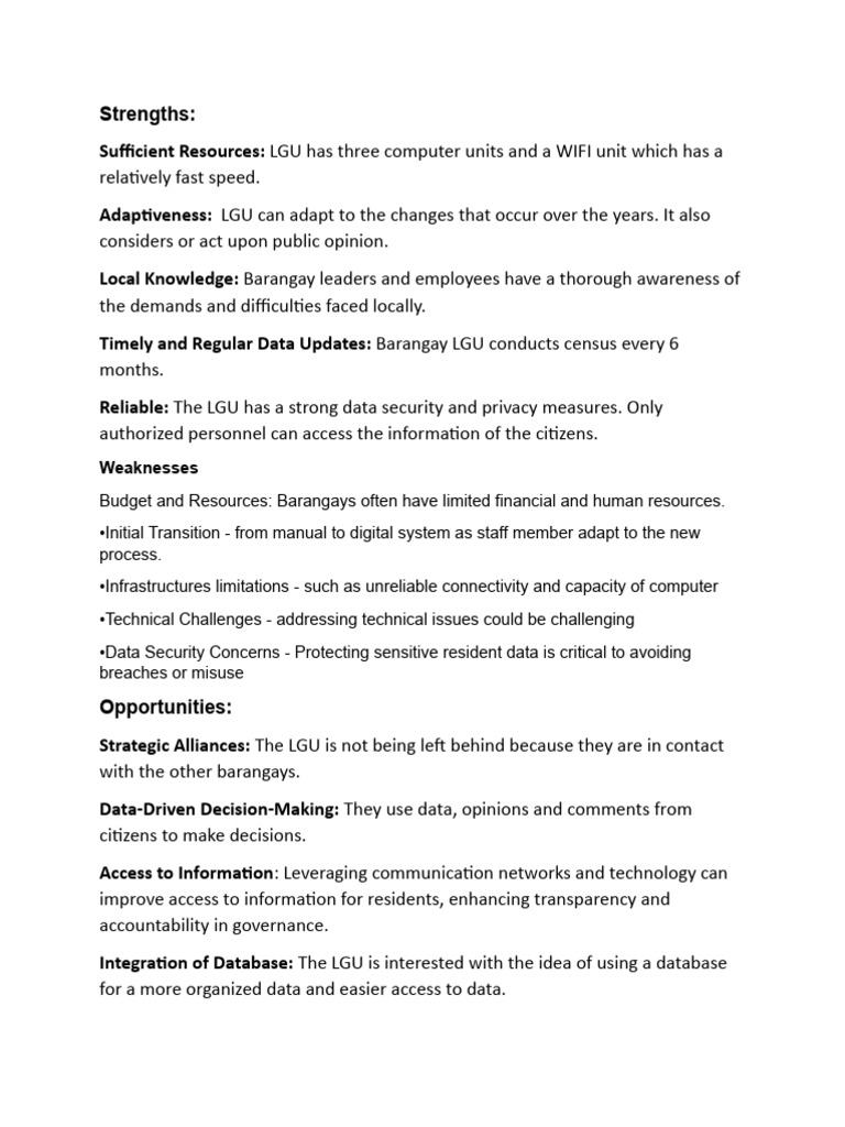 SWOT Analysis | PDF | Data | Information