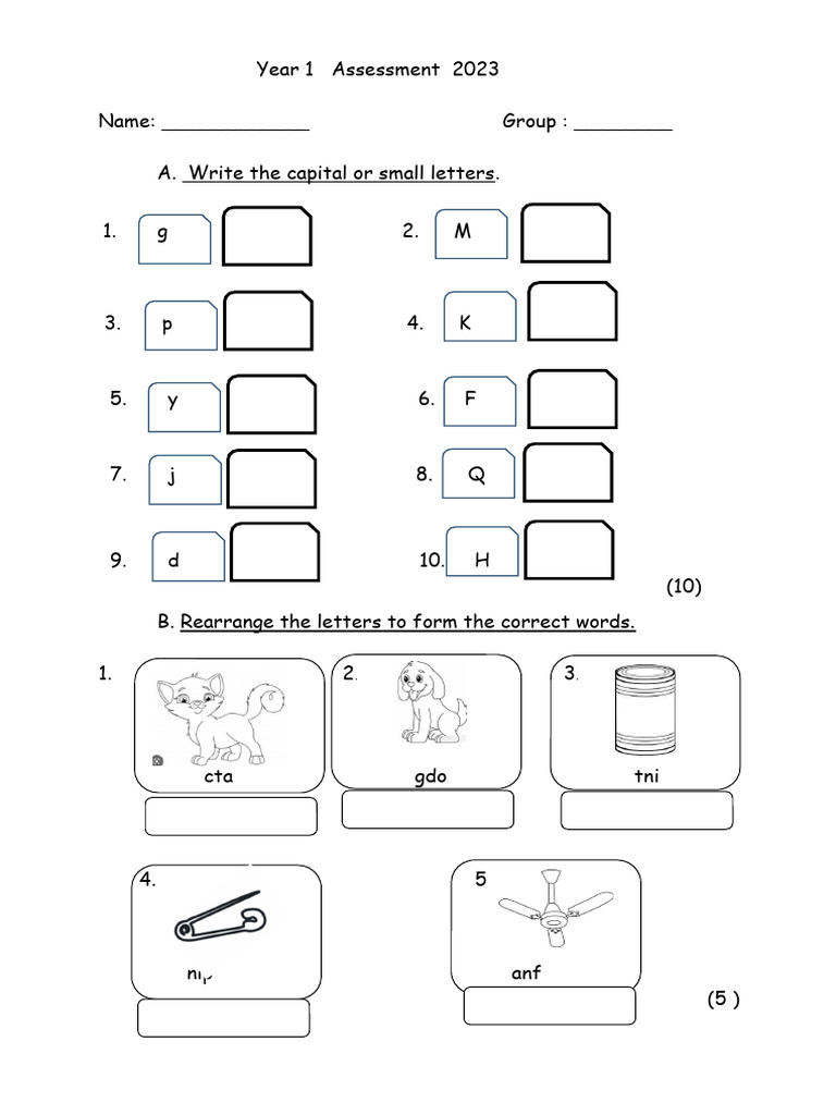 2023 Year 1 Diagnostic Test | PDF