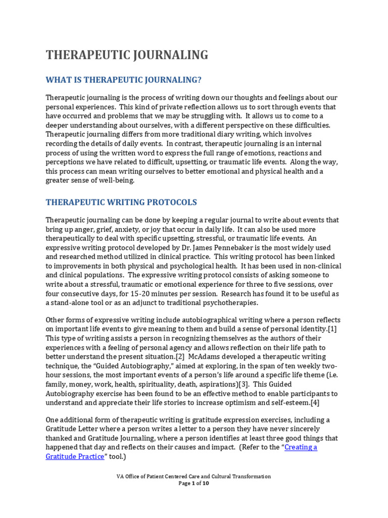 Therapeutic Journaling | PDF | Psychotherapy | Gratitude