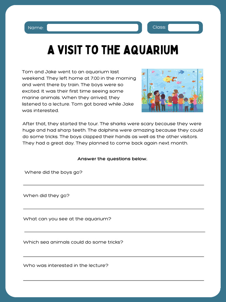 Blue Simple Reading Comprehension Worksheet | PDF