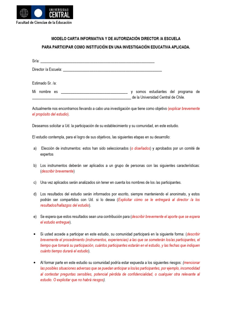 Modelo Carta Informativa | PDF