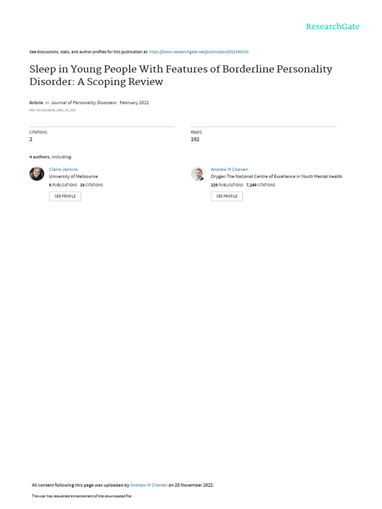 Jenkins JournalofPersonalityDisorders 2022 | PDF | Borderline ...
