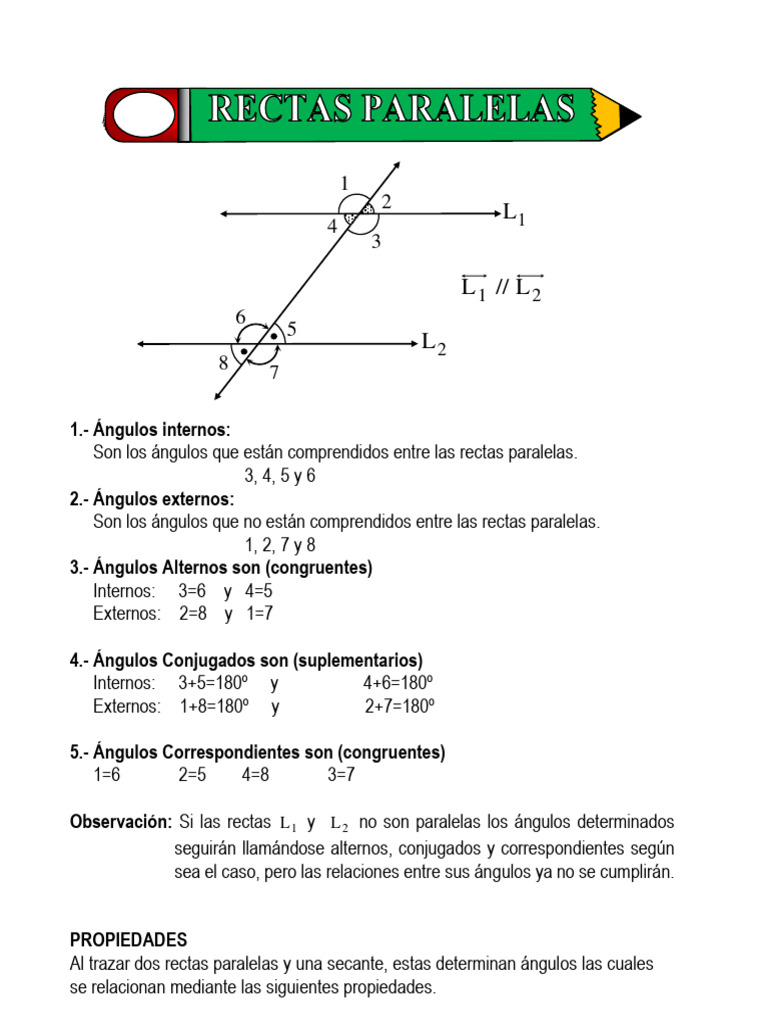 Angulos Entre Paralelas | PDF | Ángulo | Matemática Elemental