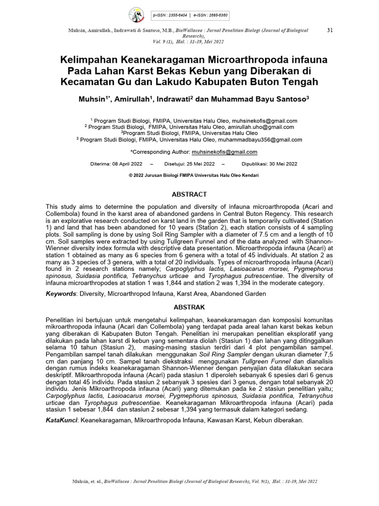 Karst Microarthropod Diversity Study | PDF | Science & Mathematics