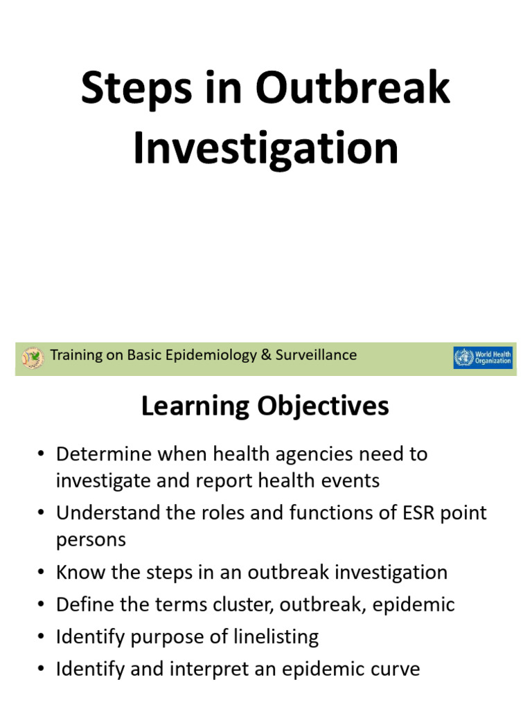 Steps In Outbreak Investigation Pdf Epidemiology Medical Diagnosis
