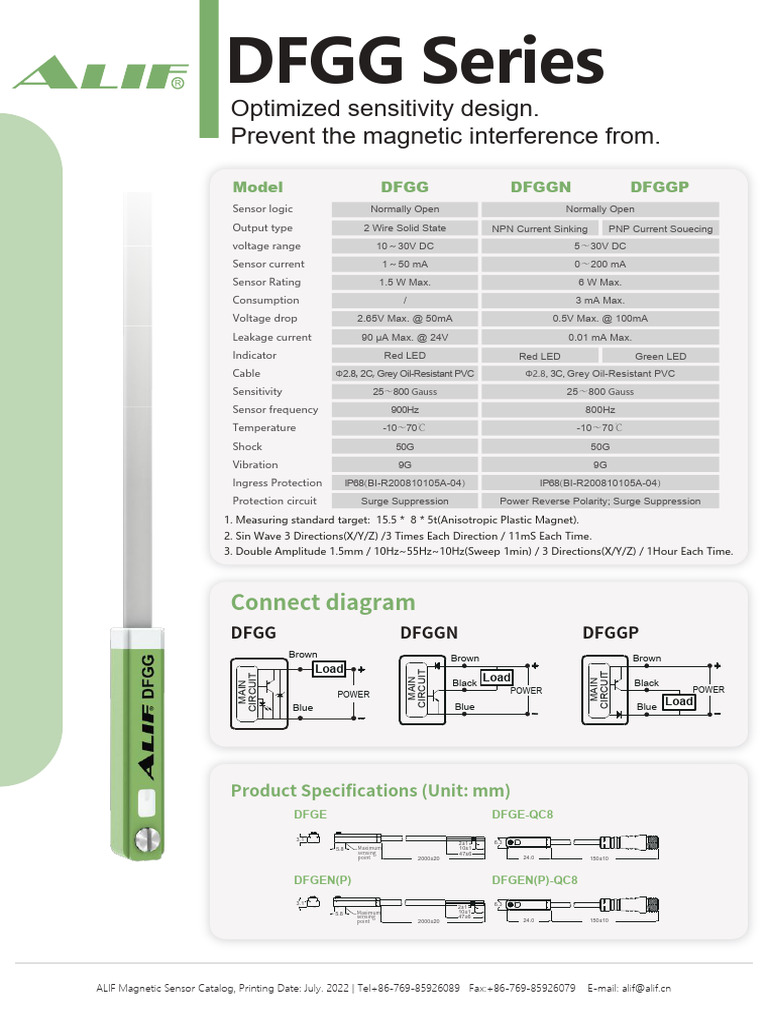 DFGG Series Magnetic Sensor Specs | PDF | Bipolar Junction Transistor ...