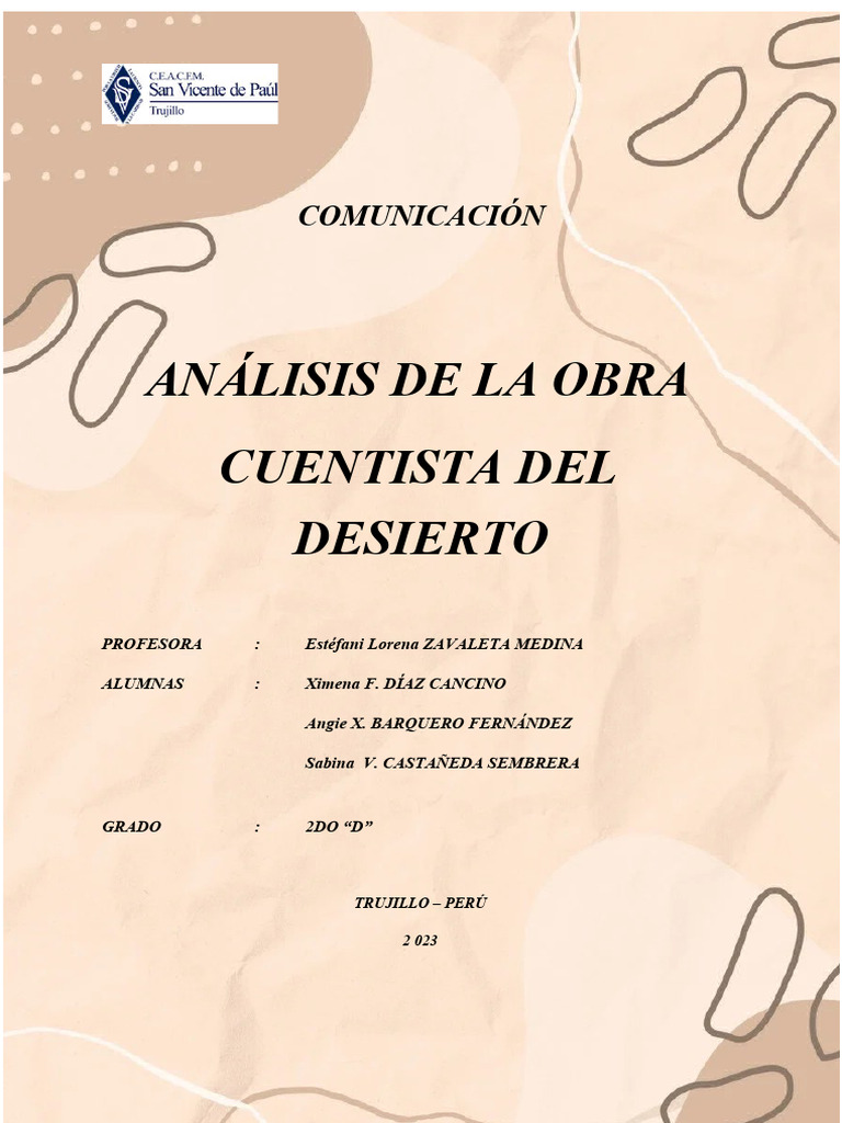 Análisis de La Obra Cuentista Del Desierto | PDF | Perú | Cuentos Análisis de La Obra Cuentista Del Desierto | PDF | Perú | Cuentos