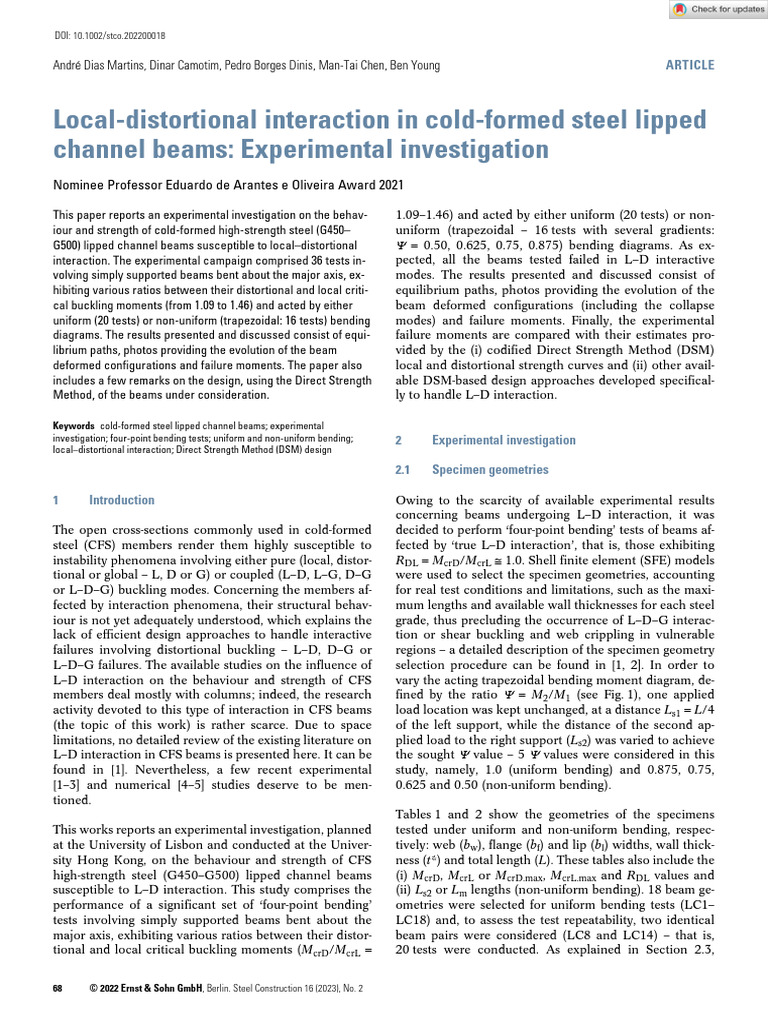 Steel Construction - 2022 - Dias Martins - Local Distortional ...