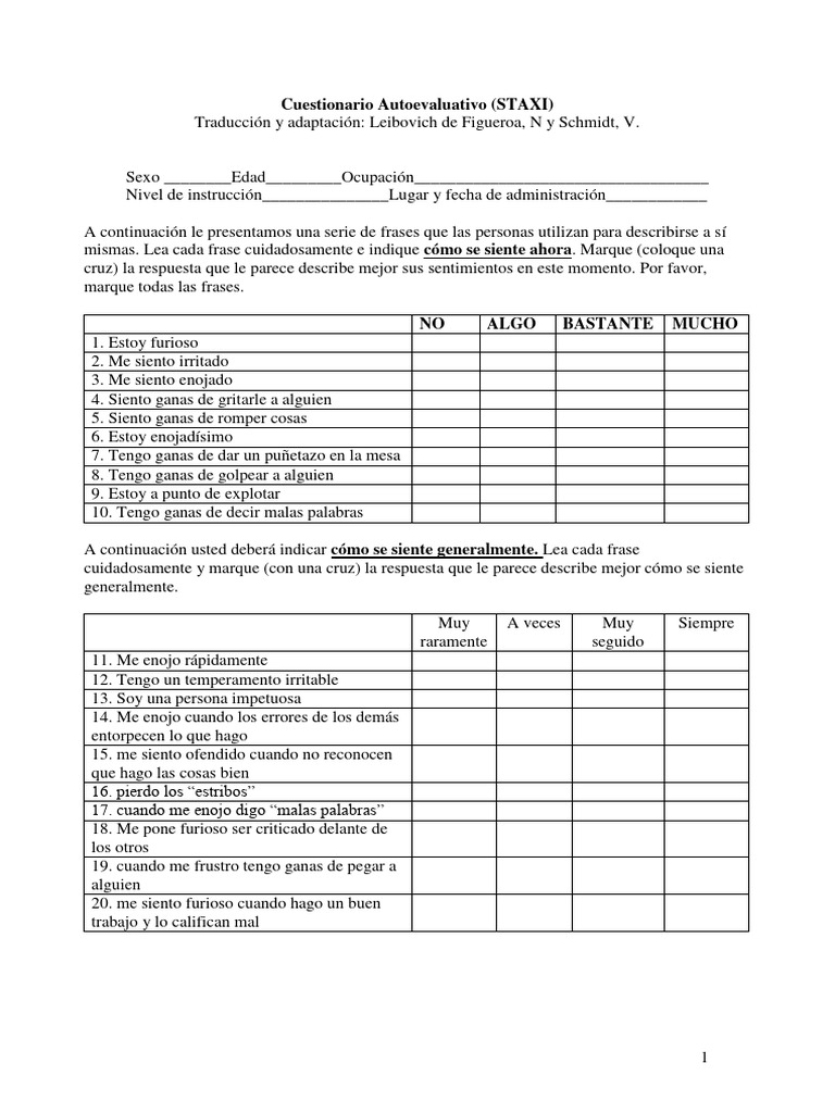 Protocolo STAXI | PDF