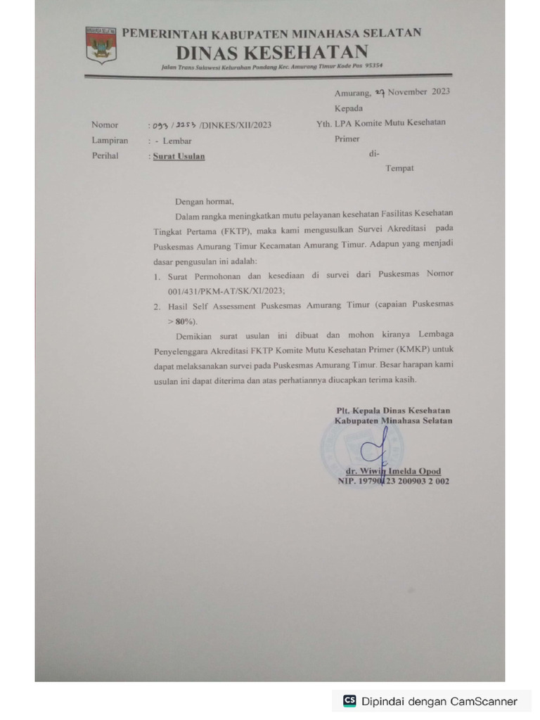 Usulan Survey PKM Amurang Timur | PDF