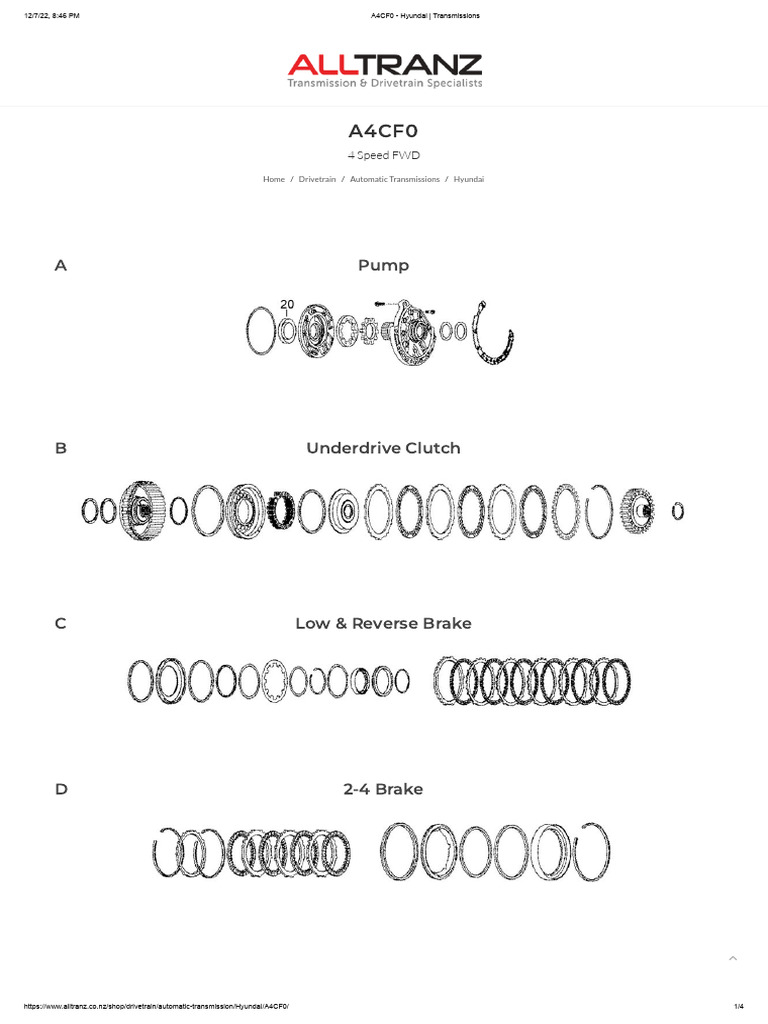 A4CF0 Transmission Parts Overview | PDF | Clutch | Automatic Transmission
