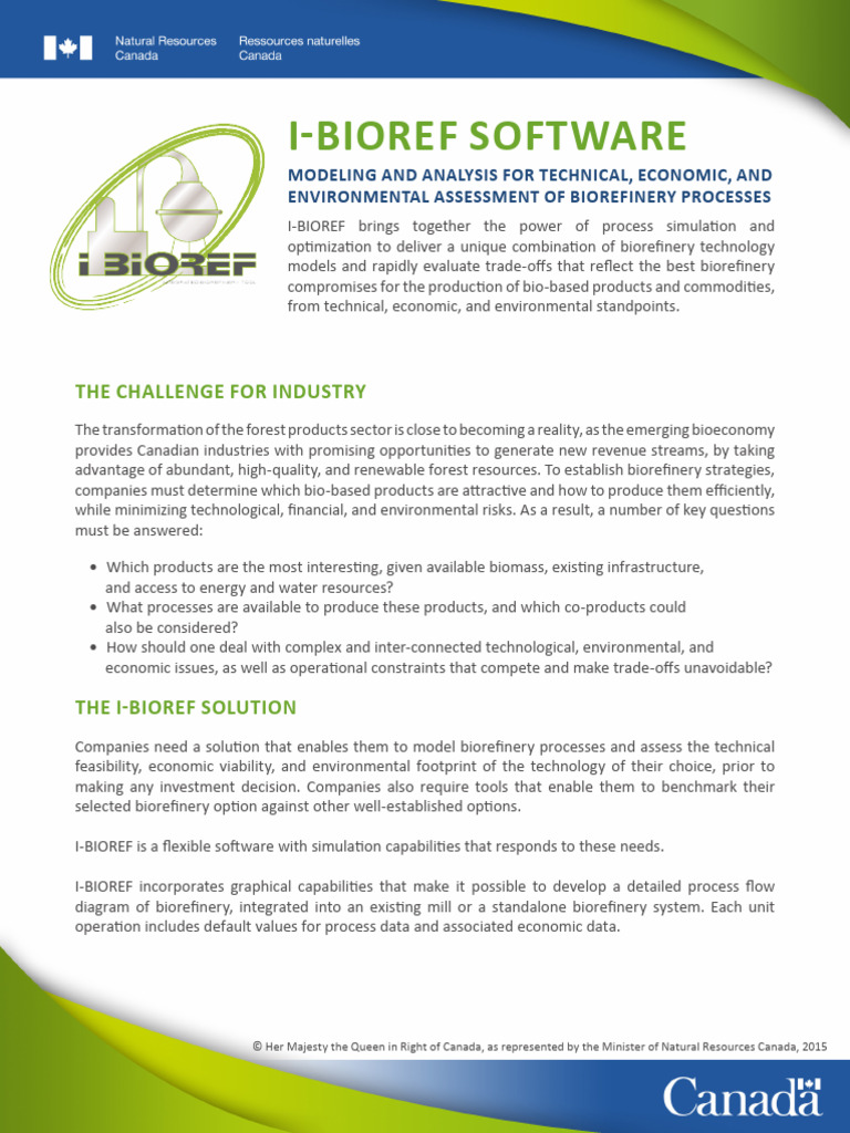I BIOREF Brochure - EN | PDF | Biorefinery | Simulation