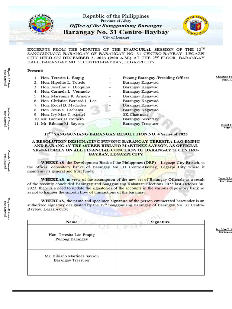 Reso 4 - Official Signatories | PDF | Government | Justice