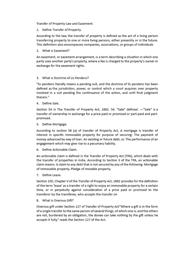 Transfer of Property Law Basics | PDF | Mortgage Loan | Property