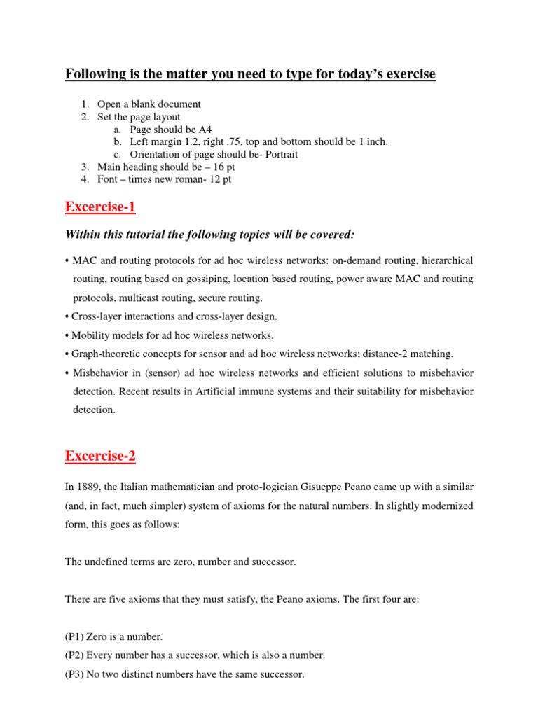 Document Layout and Formatting Exercise: Creating Structured Documents ...