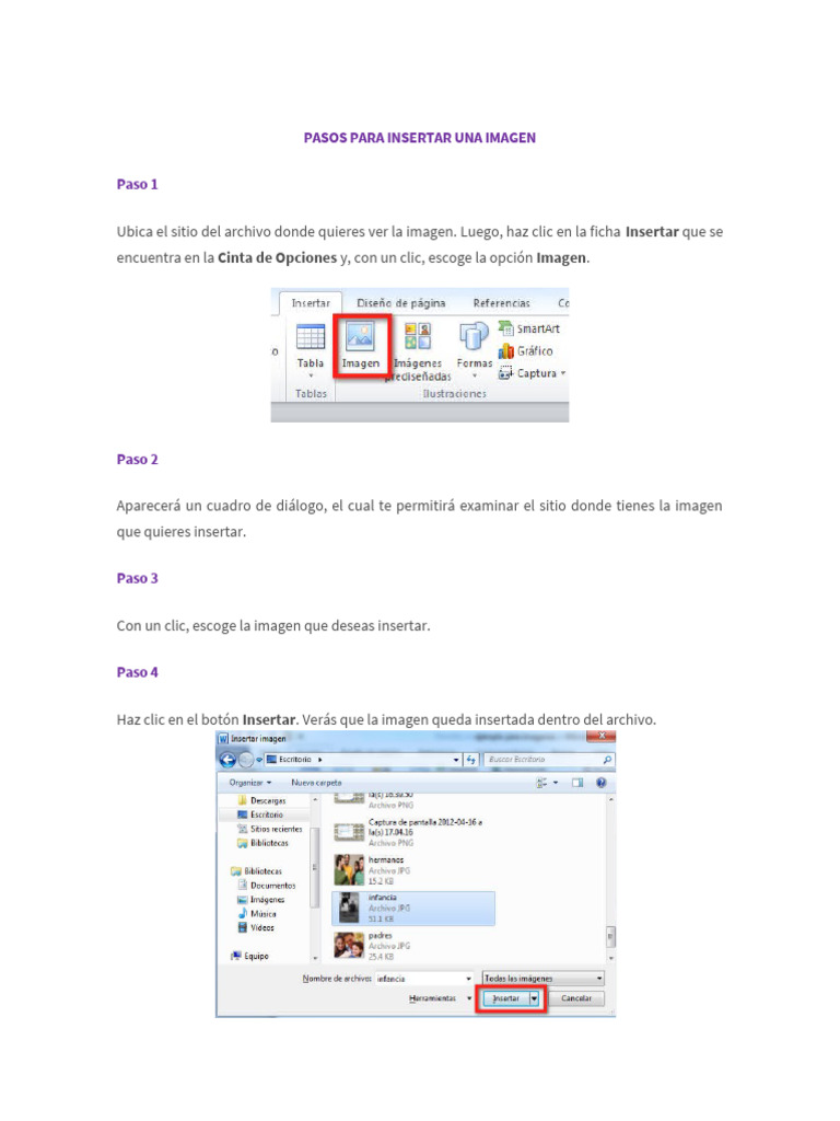 Guía para Insertar Imágenes y Formas | PDF