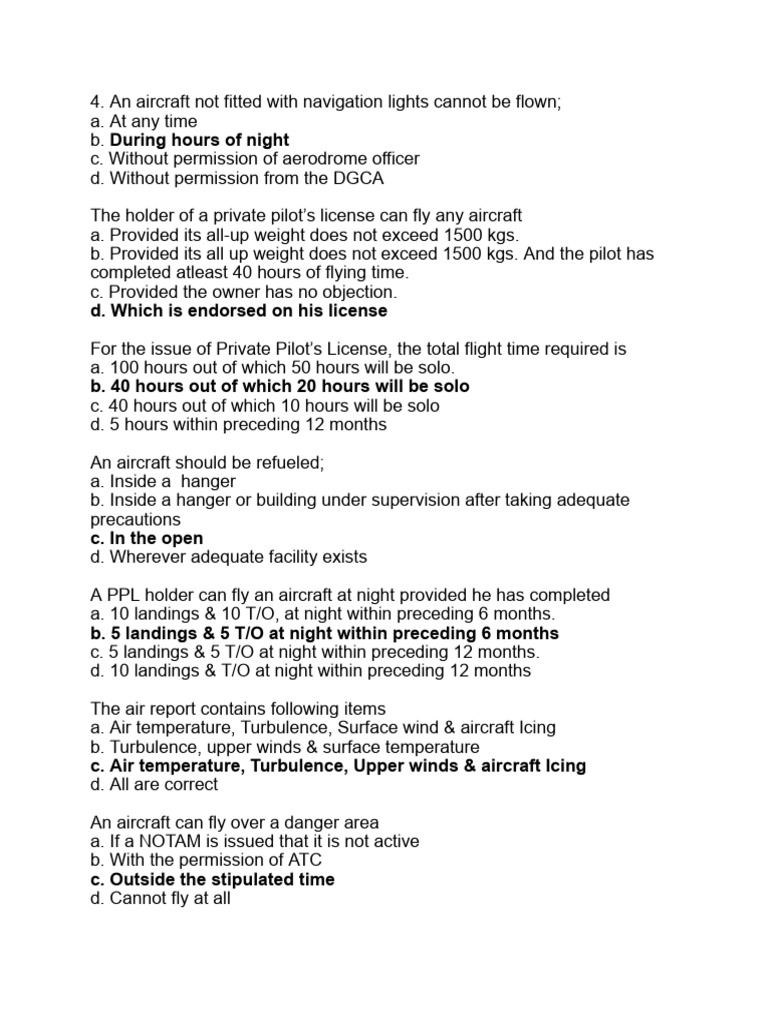 Private Pilot License Regulations and Airspace Rules | PDF | Instrument ...